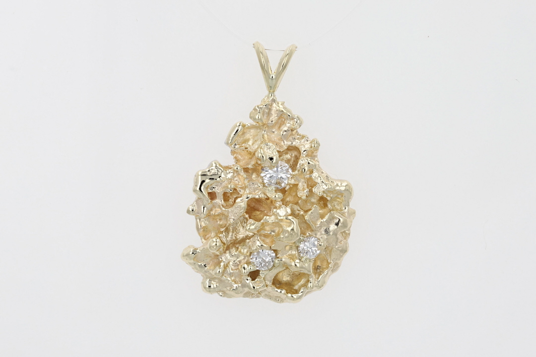 .65ctw Round Cut Diamond Nugget Pendant without Chain 14k Multi-Tone Gold