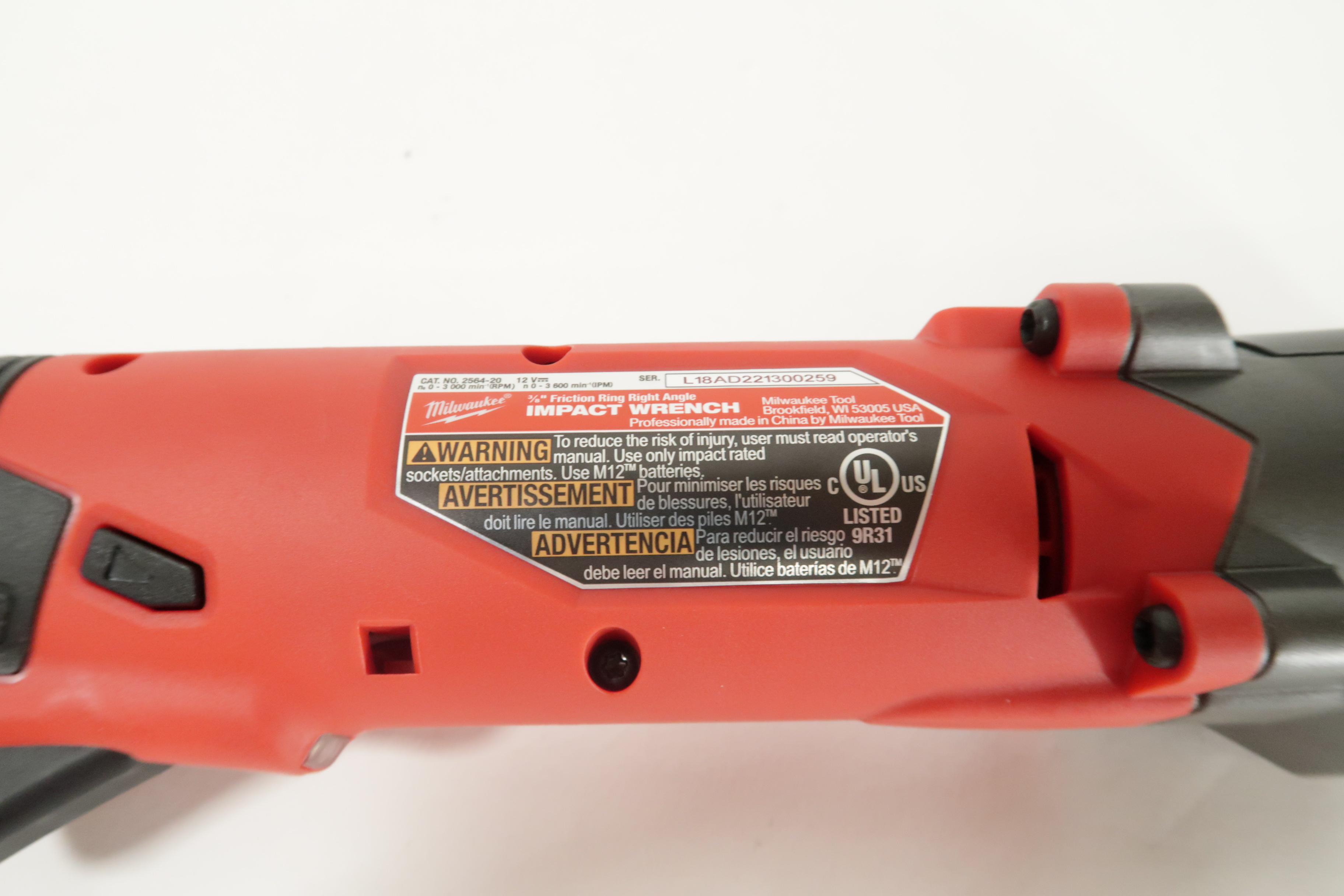 Milwaukee 2564-20 M12 FUEL Brushless 3/8" Right Angle Impact Wrench 5133