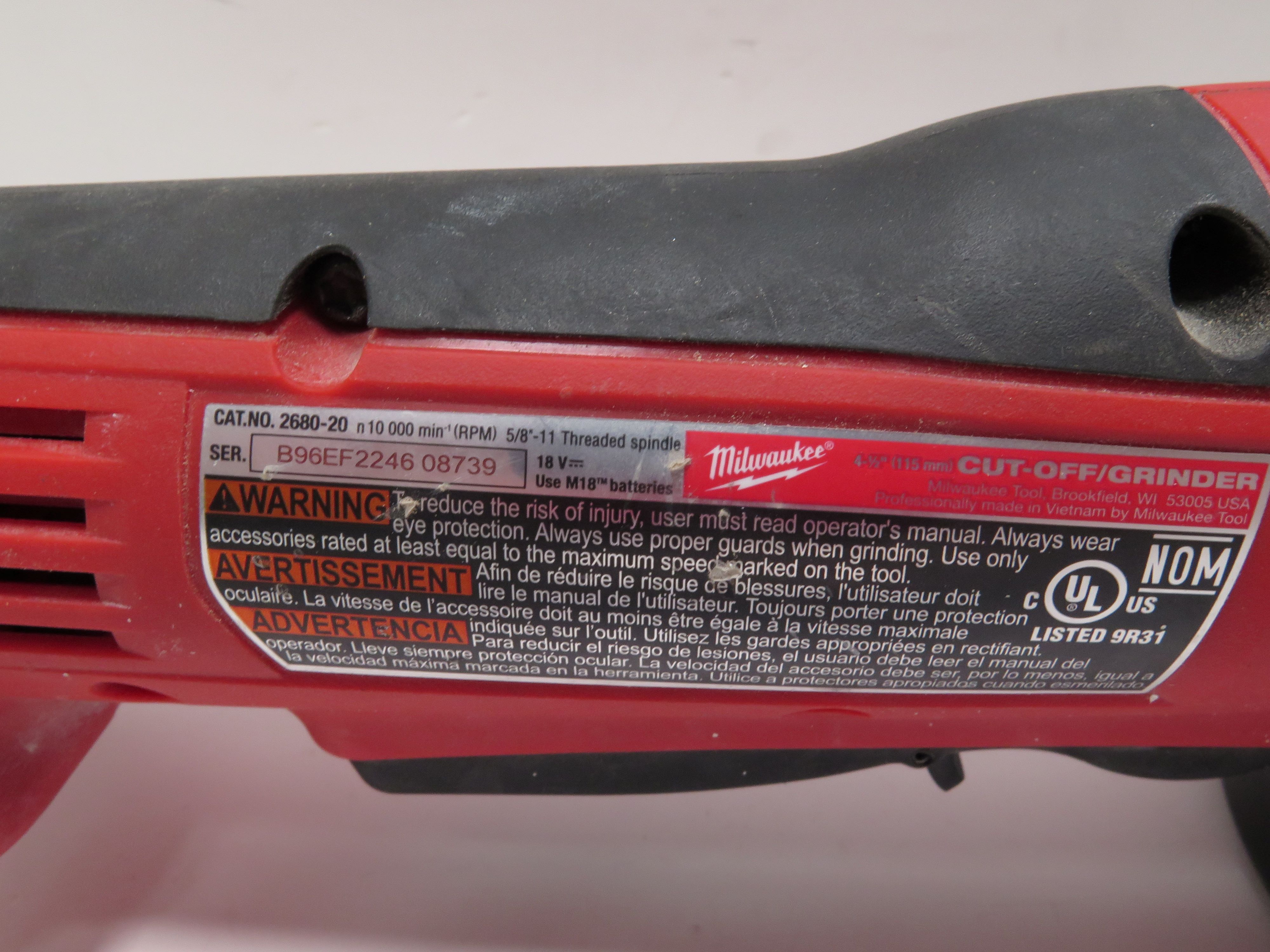 Milwaukee 2680-20 M18 18V Lithium-Ion Cordless 4-1/2 in. Cut-Off ...