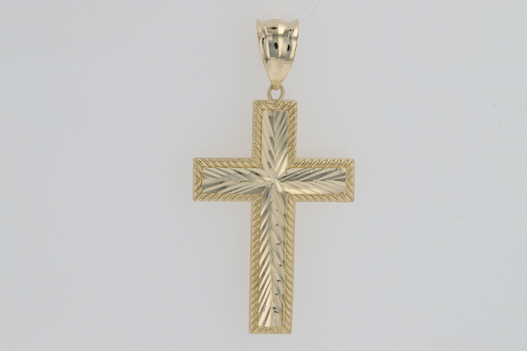 Religious Diamond Cut Cross Pendant without Chain 14K Yellow Gold 3.57 ...