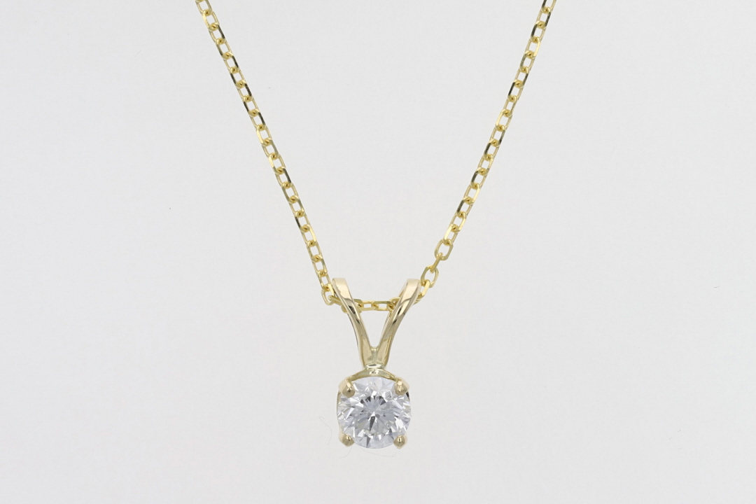 .25ct Lab-Created Diamond Solitaire Pendant on 18" Necklace 10k Yellow Gold