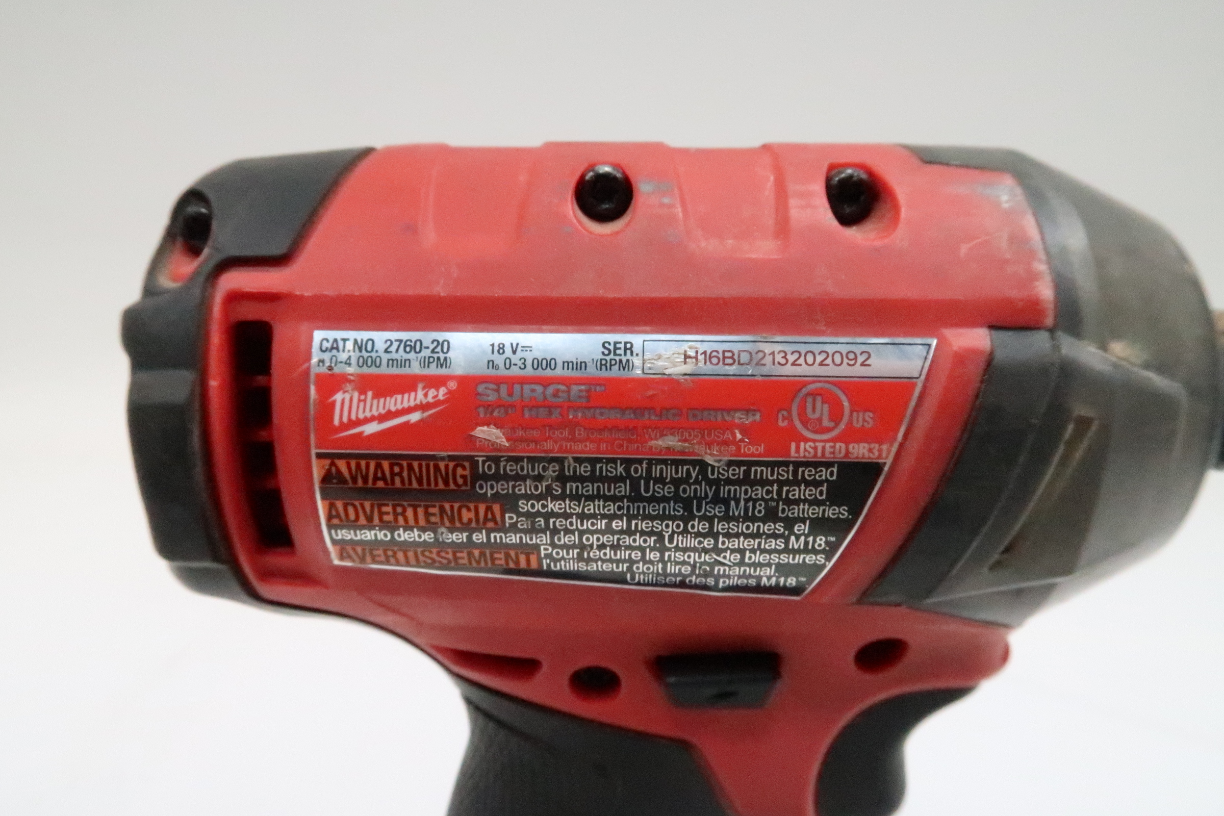 Milwaukee 2760-20 M18 FUEL SURGE 18V Brushless Cordless 1/4" Hex Impact ...