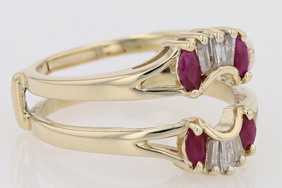 .34ctw Round Diamond & Ruby Enhancer Wedding Band Ring 14k Yellow Gold ...