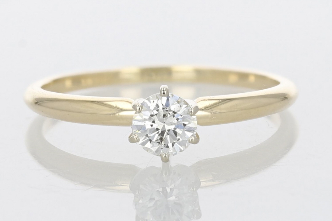 .37ct Round Cut Diamond Solitaire Engagement Ring 14k Yellow Gold Size 7.5