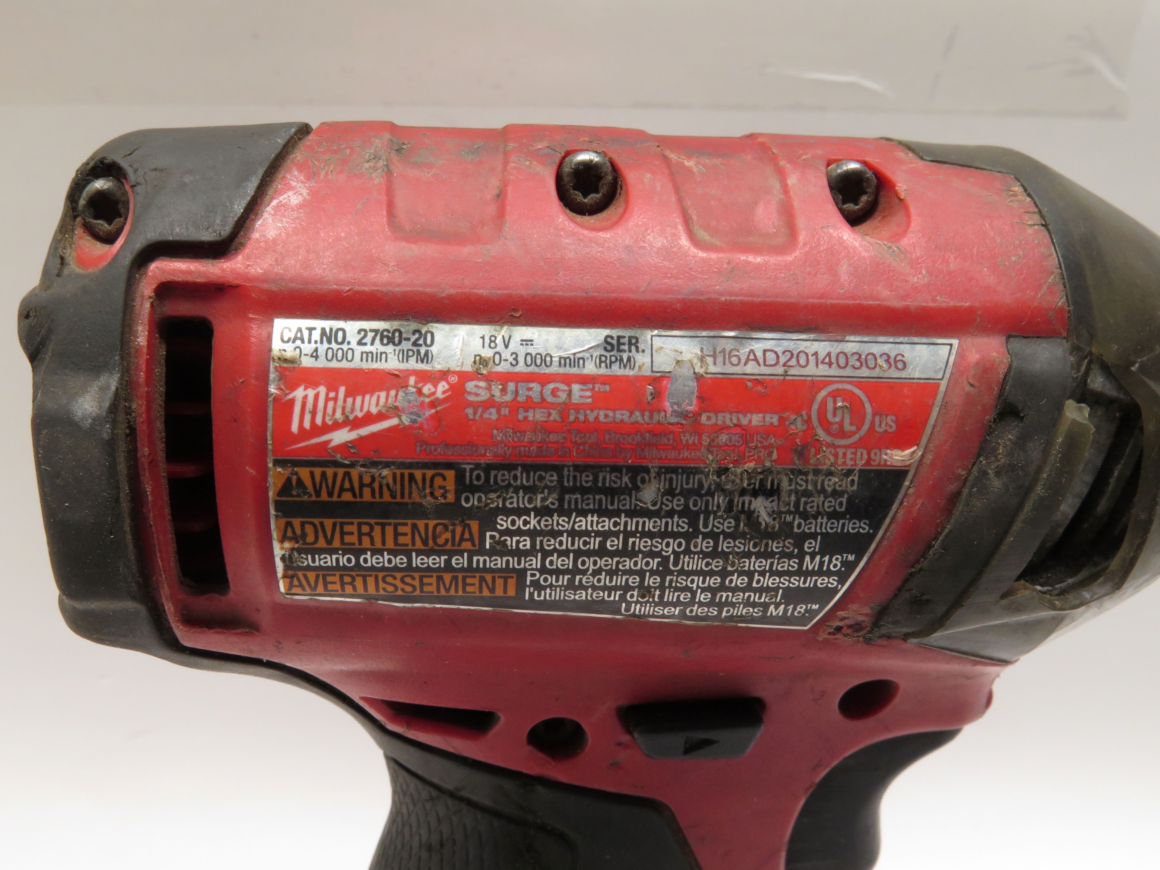 Milwaukee 2760-20 18V Lithium-Ion Brushless Cordless 1/4" Hex Impact ...