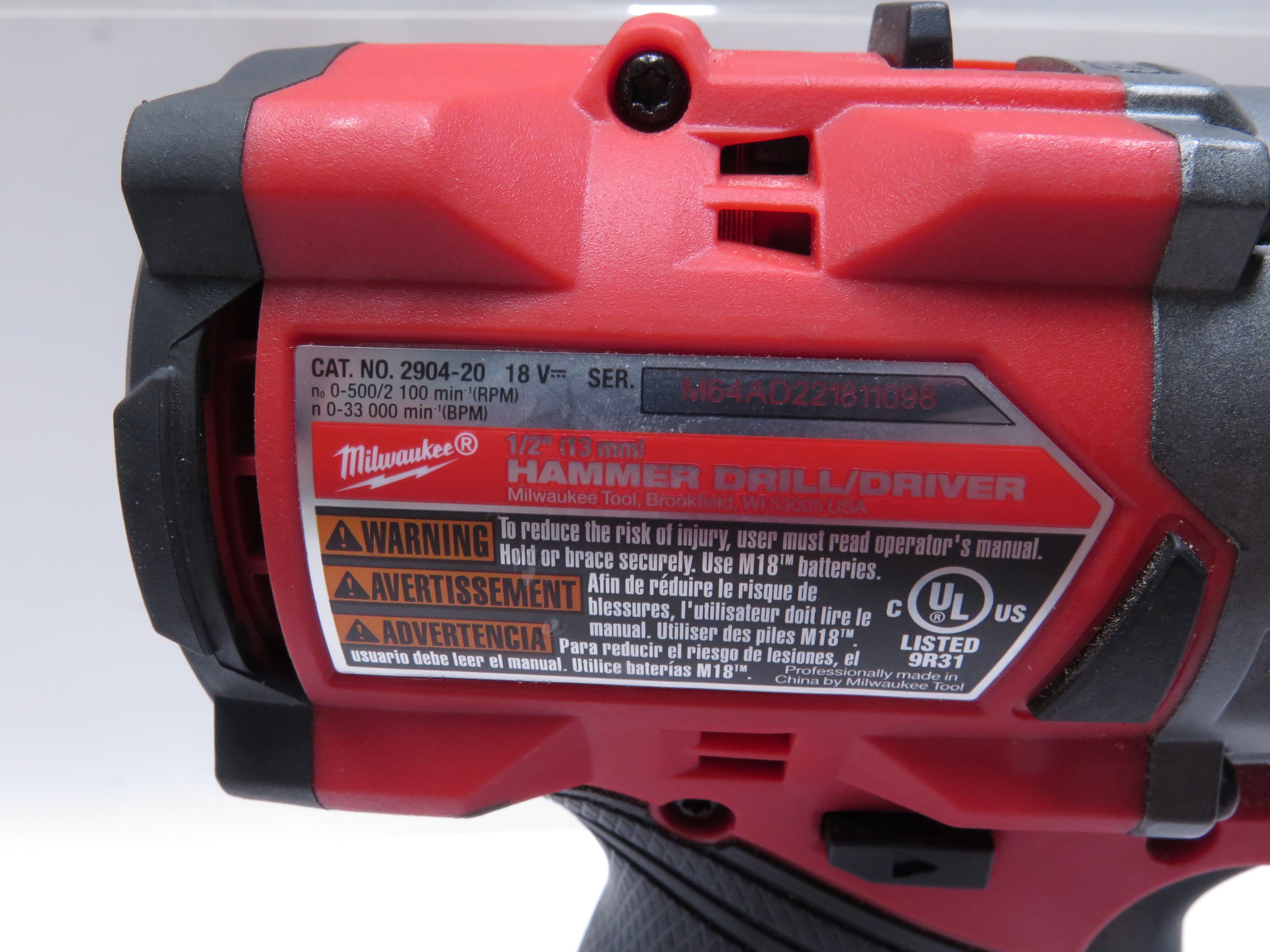 Milwaukee 2904-20 18V Lithium-Ion Brushless Cordless 1/2" Hammer Drill 2262