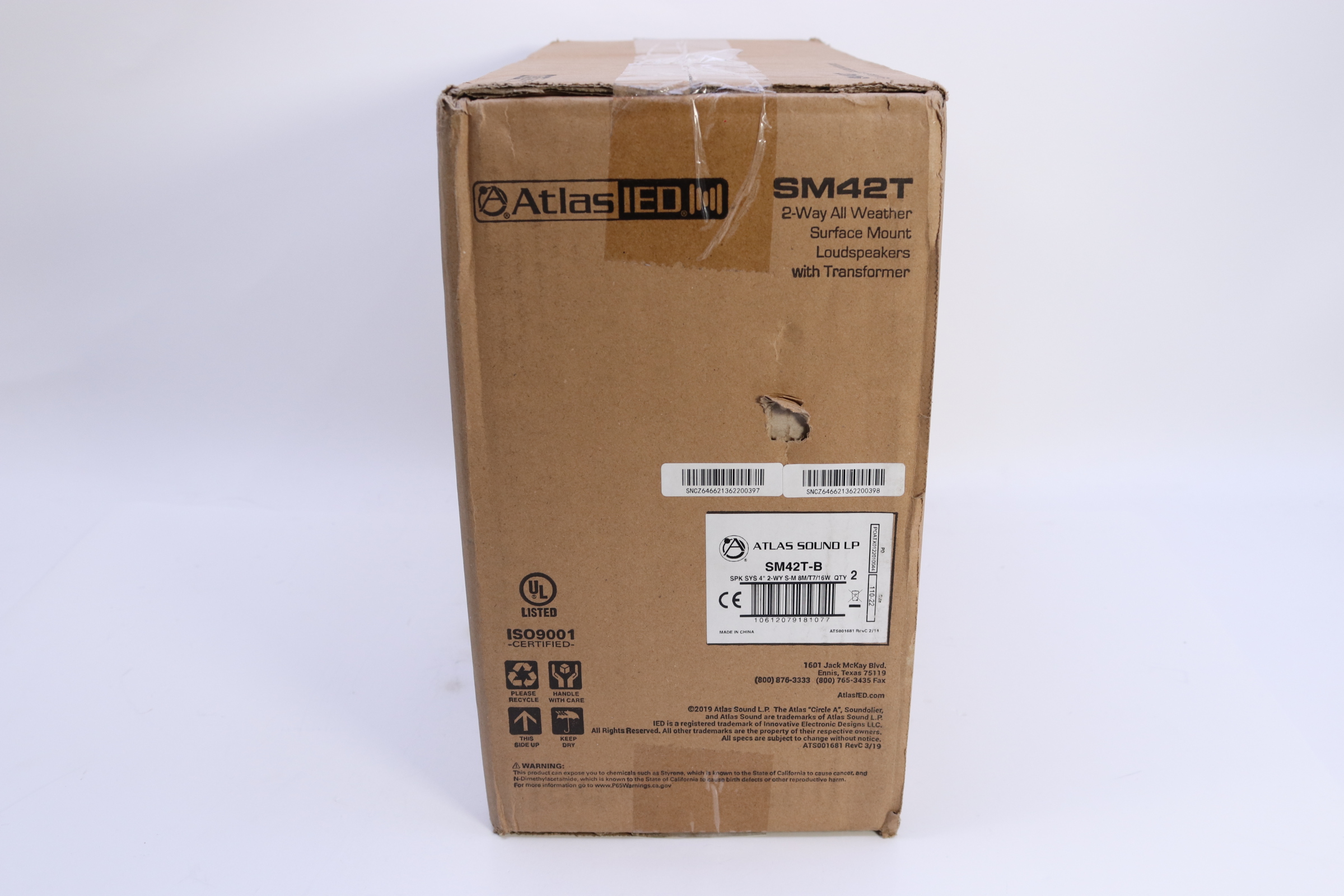 Atlas Sound SM42T-B 4" 2-Way 16W Weather-Resistant Surface Speaker Pair