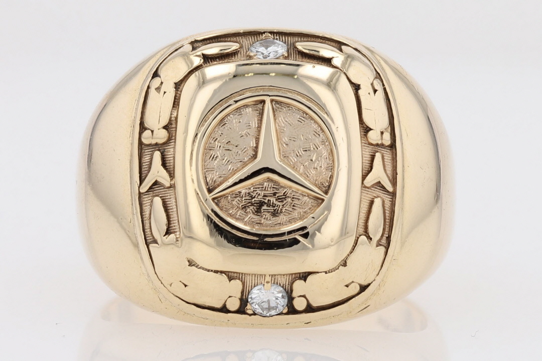 .15ctw Round Diamond Automobile Logo Statement Ring 10k Yellow Gold ...