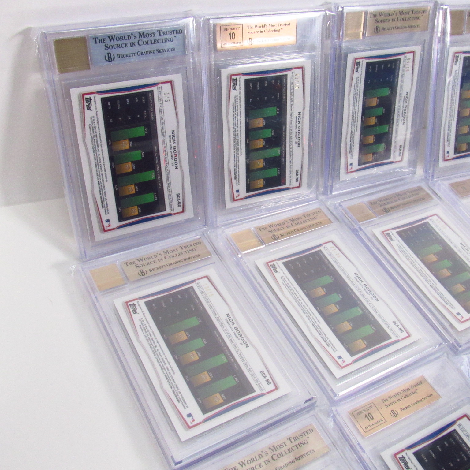Topps 2014 BCANG 12-Piece Nick Gordon MN Twins Beckett Graded Baseball ...