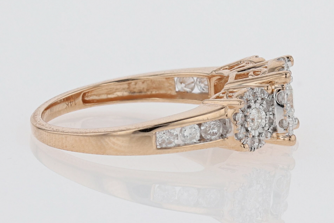 .80ctw Round Cut Diamond Three-Stone Engagement Ring 14k Multi-Tone ...