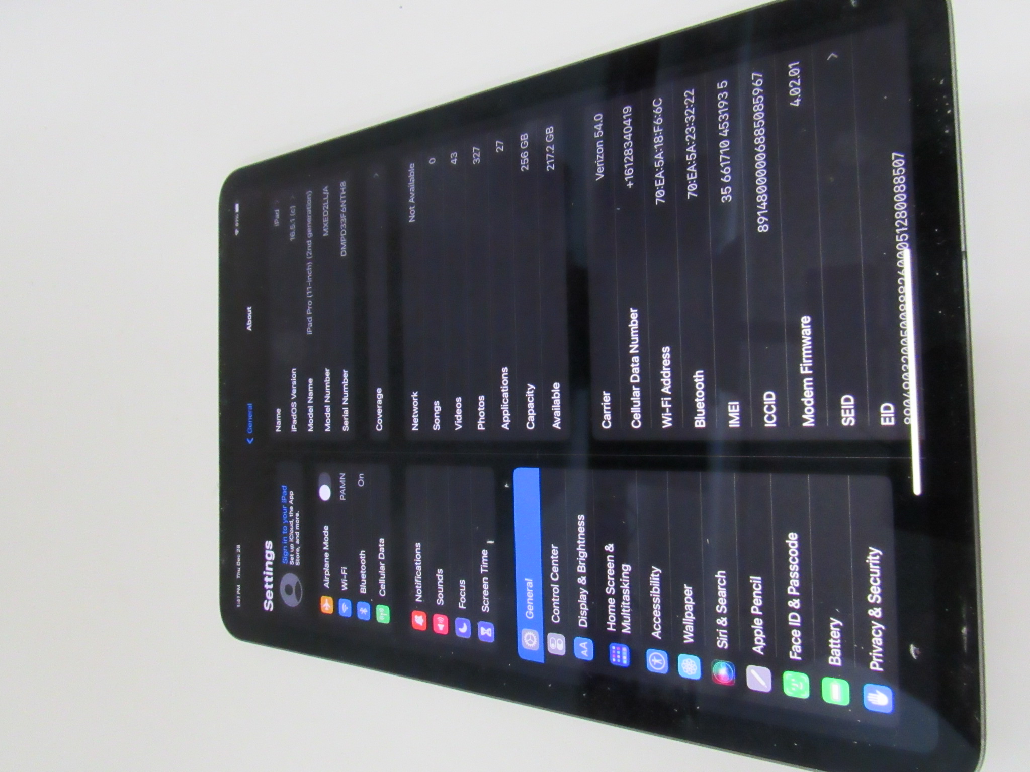 Apple iPad Pro 2nd Gen MXED2LL/A A2068 256GB Tablet Wi-Fi + Cell ...