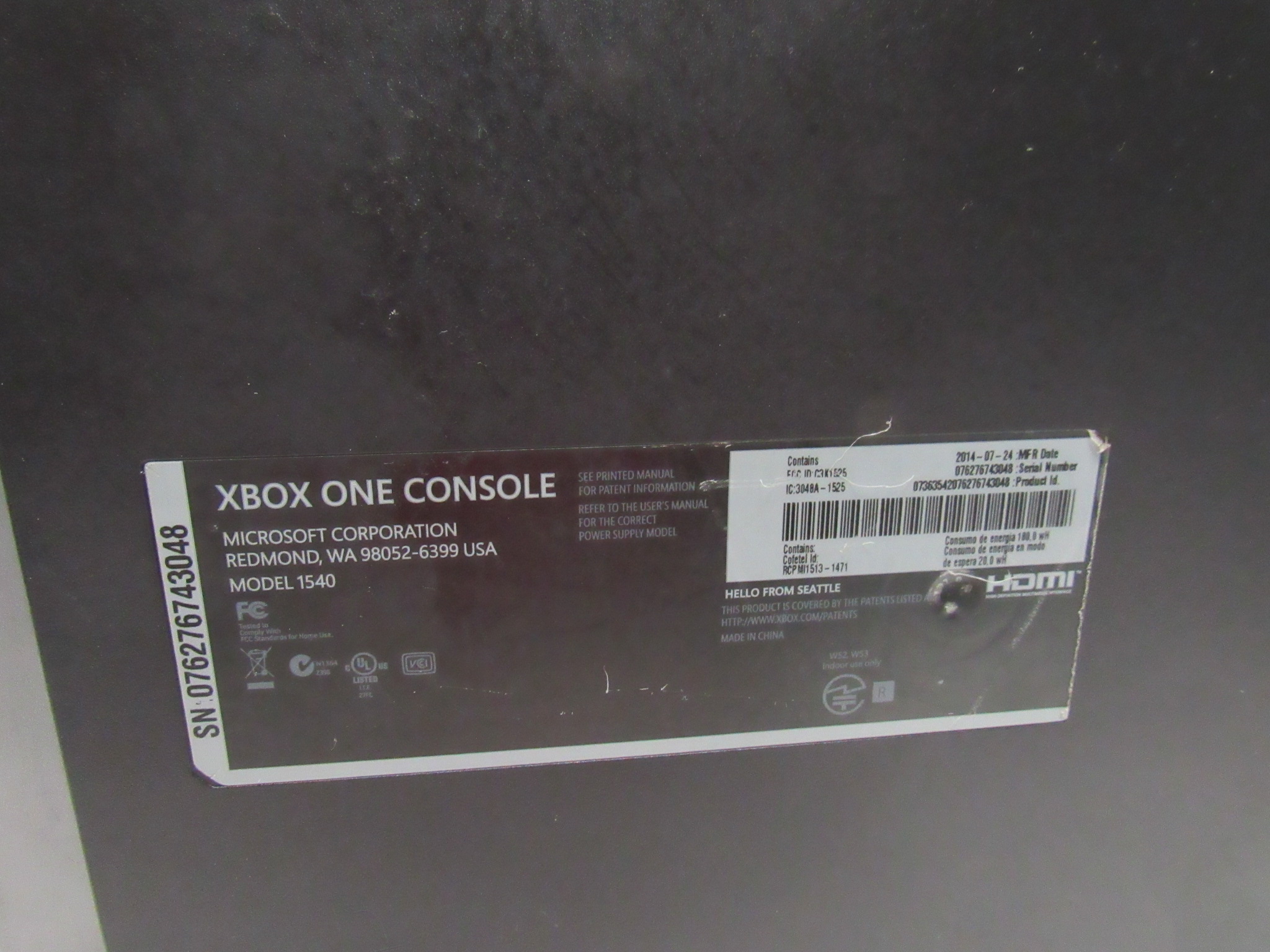 Microsoft Xbox One 1540 500GB HDD Black Body Home Video Game Console 1198