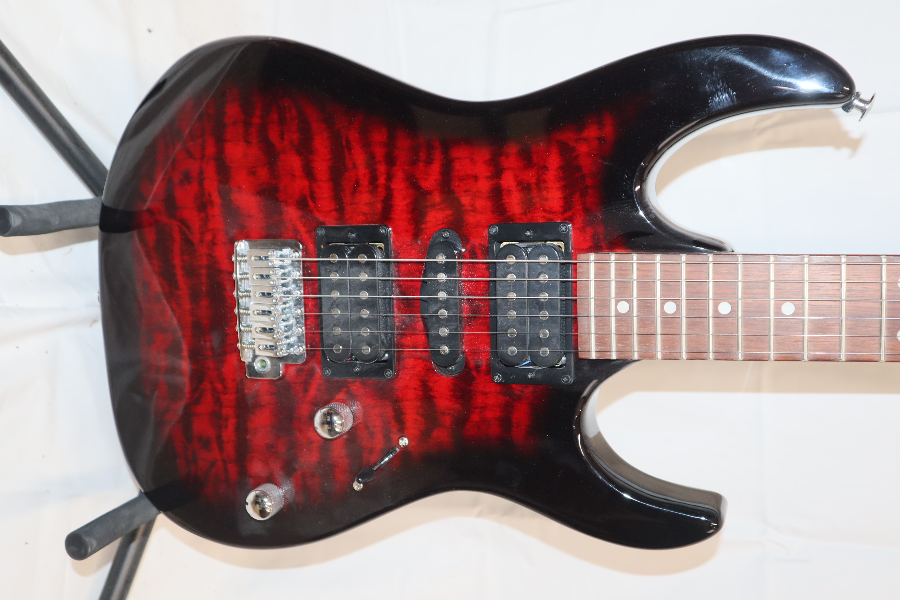 Ibanez Gio GRX70QA Transparent Red Burst 6-String Solid Electric Guitar ...