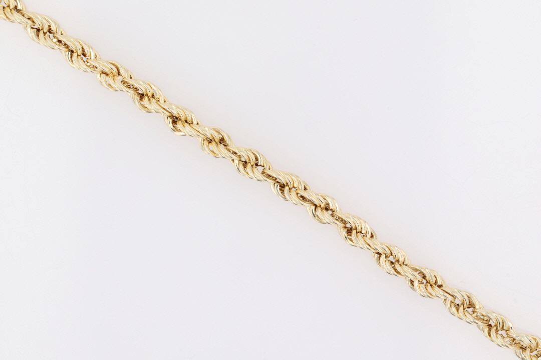 5mm Rope Link Chain 23.25" Necklace 10k Yellow Gold Peru 7.15 Grams
