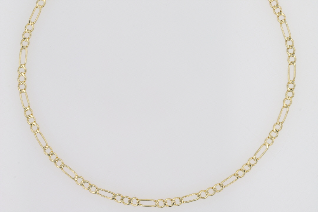 2.2mm Figaro Link Chain 18" Necklace 14k Yellow Gold 2.02 Grams