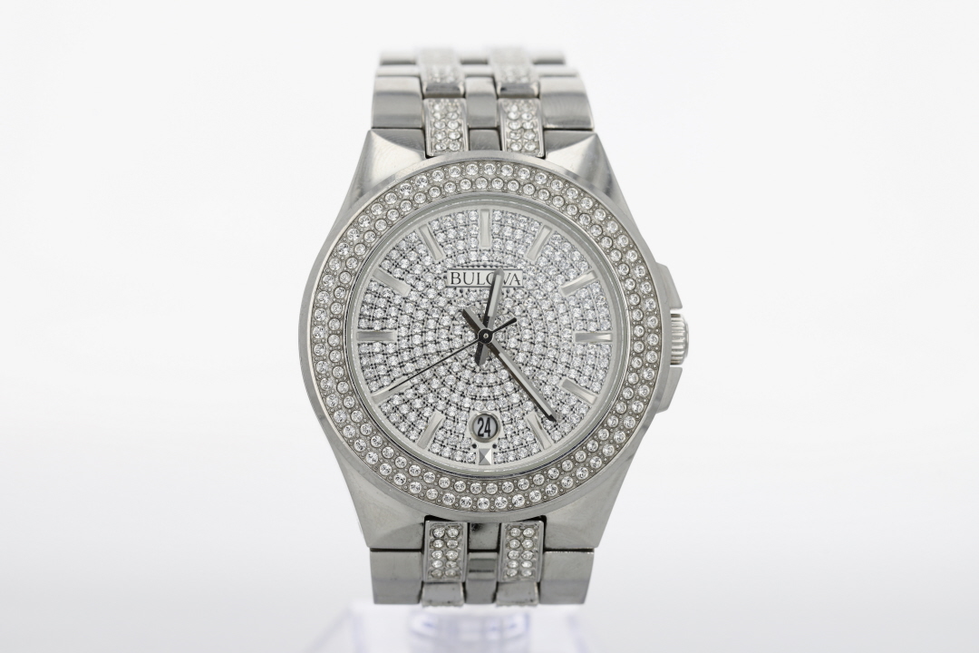 Bulova Phantom Crystal Pavé Silver Dial Quartz Stainless Steel Men's ...