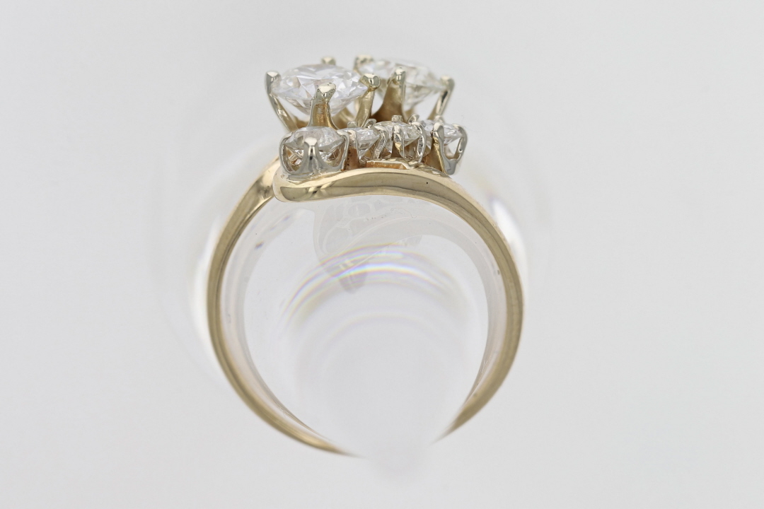 1.69ctw Round Cut Diamond Two-Stone Engagement Ring 14k Yellow Gold ...