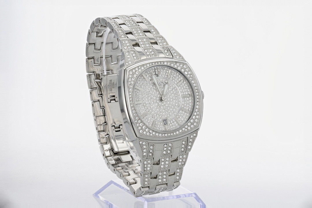 Bulova Phantom Crystal Pavé Silver Dial Quartz Stainless Steel Men's ...