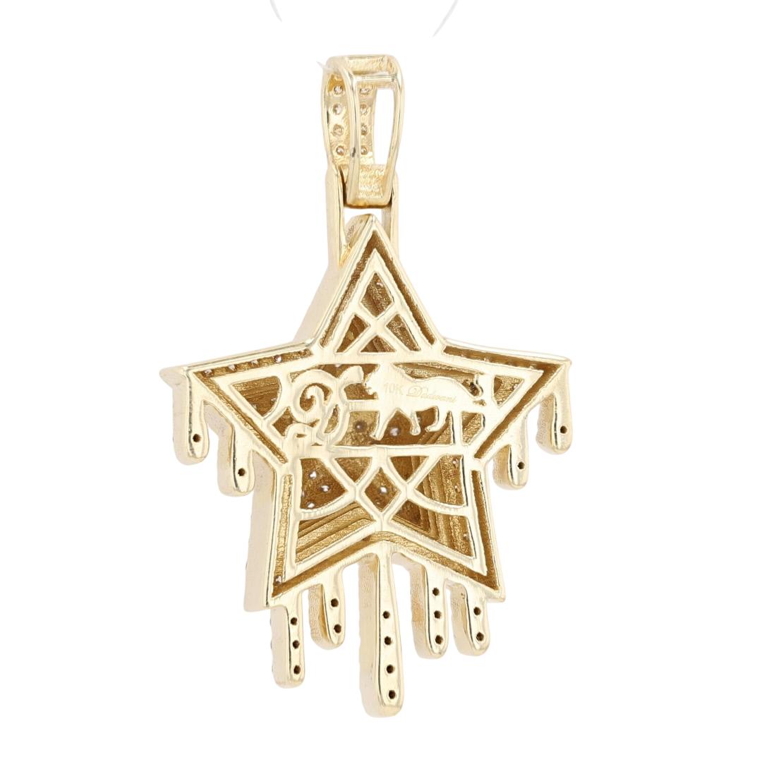 1.24ctw Round Diamond Dripping Star Pendant w/o Chain 10k Yellow Gold 9 ...