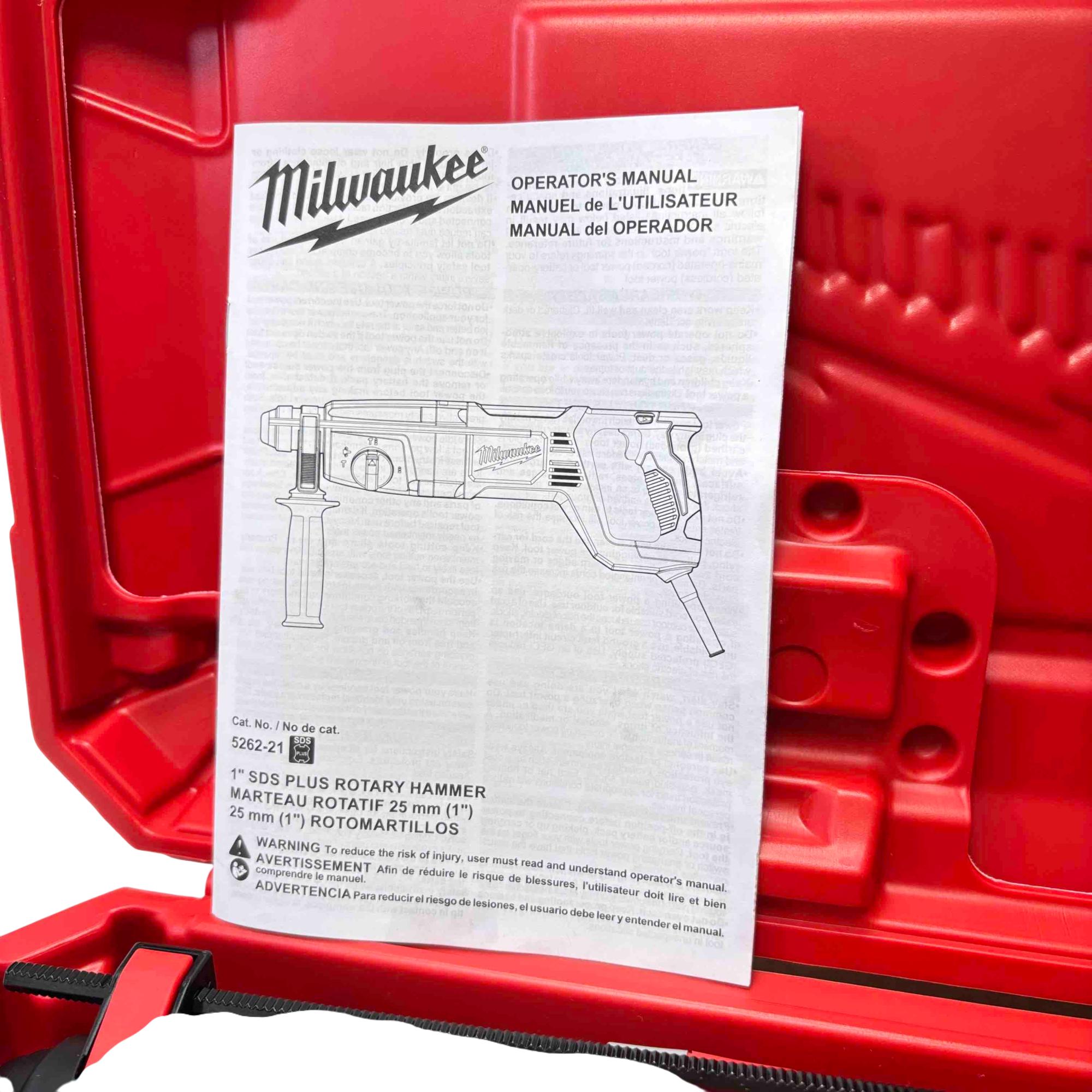 Milwaukee 5262-21 1" SDS Plus Rotary Hammer Kit (8.0 Amp - D-Handle)
