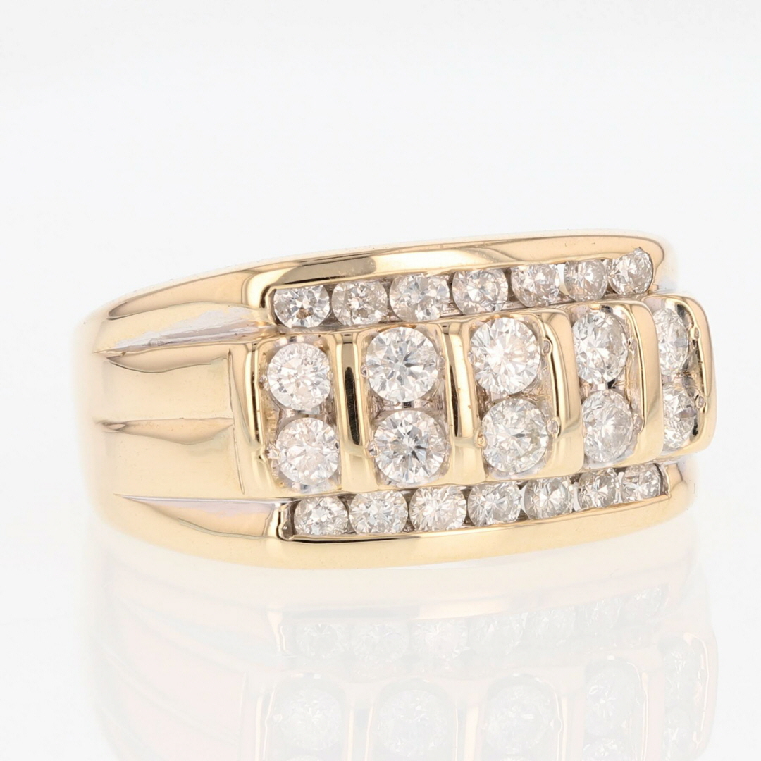 1.50ctw Round Cut Diamond Bar Set Statement Band Ring 10k Yellow Gold ...
