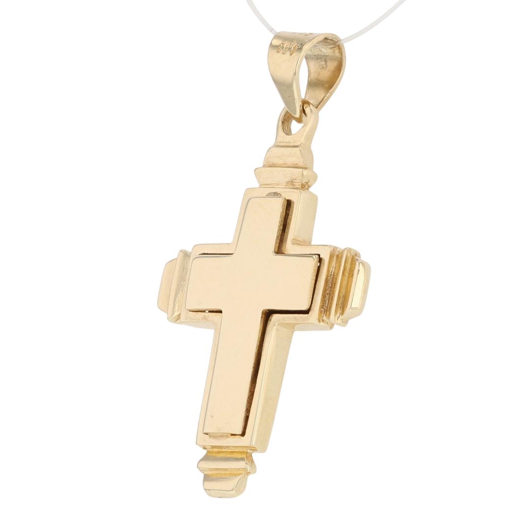 1 3/8" Religious Inlay Style Cross Pendant No Chain 14k Yellow Gold 4. ...