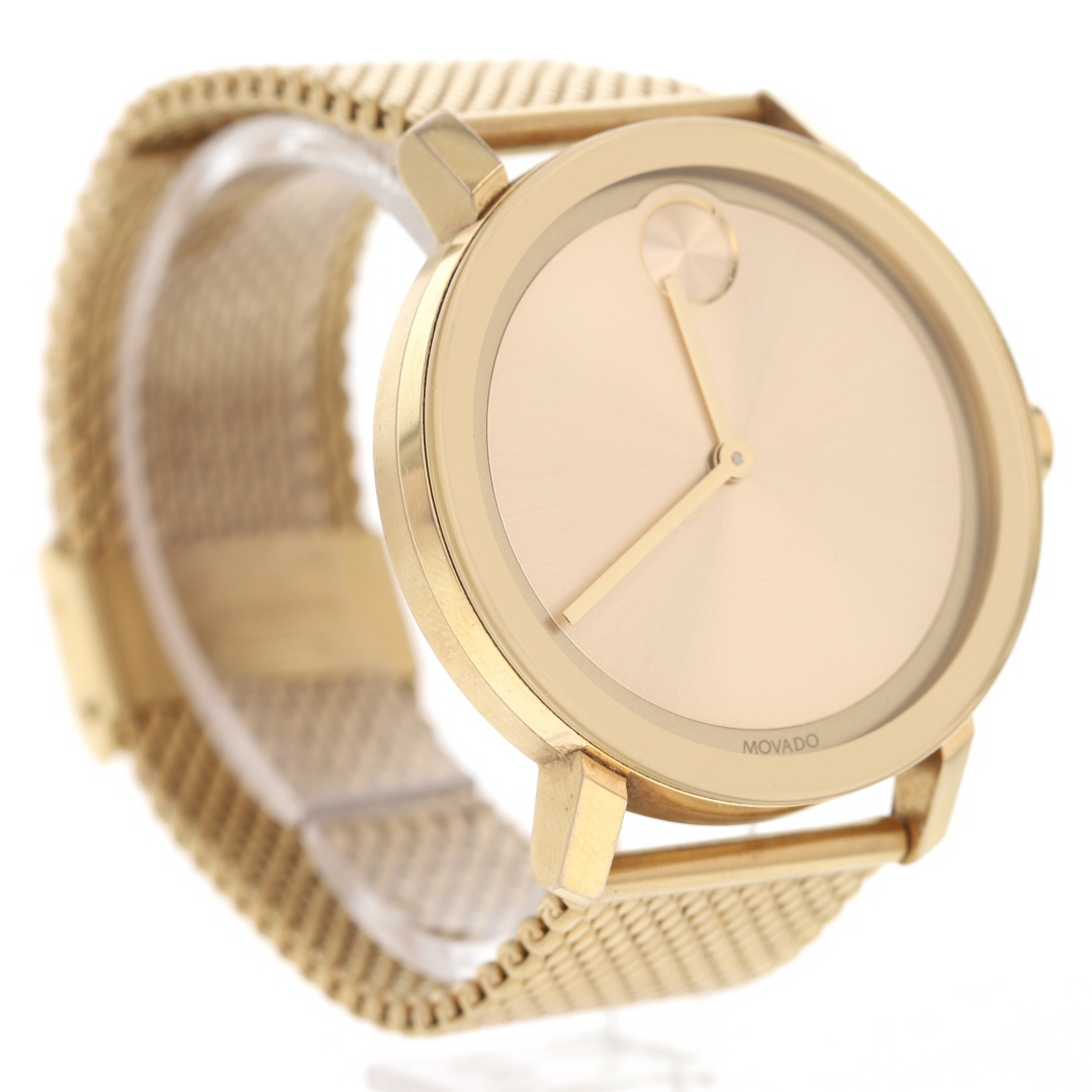 Movado BOLD 40mm Gold Dial Quartz Mesh Strap Stainless Steel Men's ...