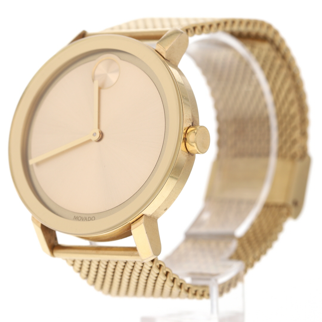 Movado BOLD 40mm Gold Dial Quartz Mesh Strap Stainless Steel Men's ...