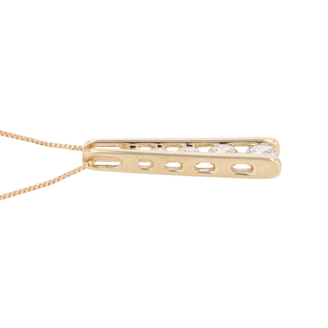 .50ctw Round Diamond Ladder Pendant on 18" Necklace 14k Yellow Gold 2. ...