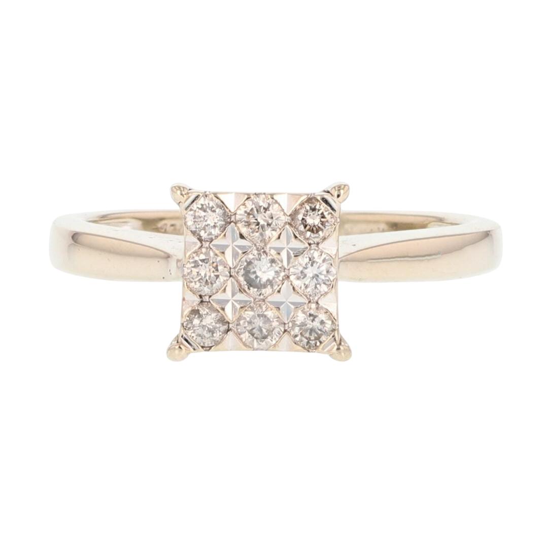 .34ctw Diamond Square Shaped Cluster Engagement Ring 10k White Gold ...
