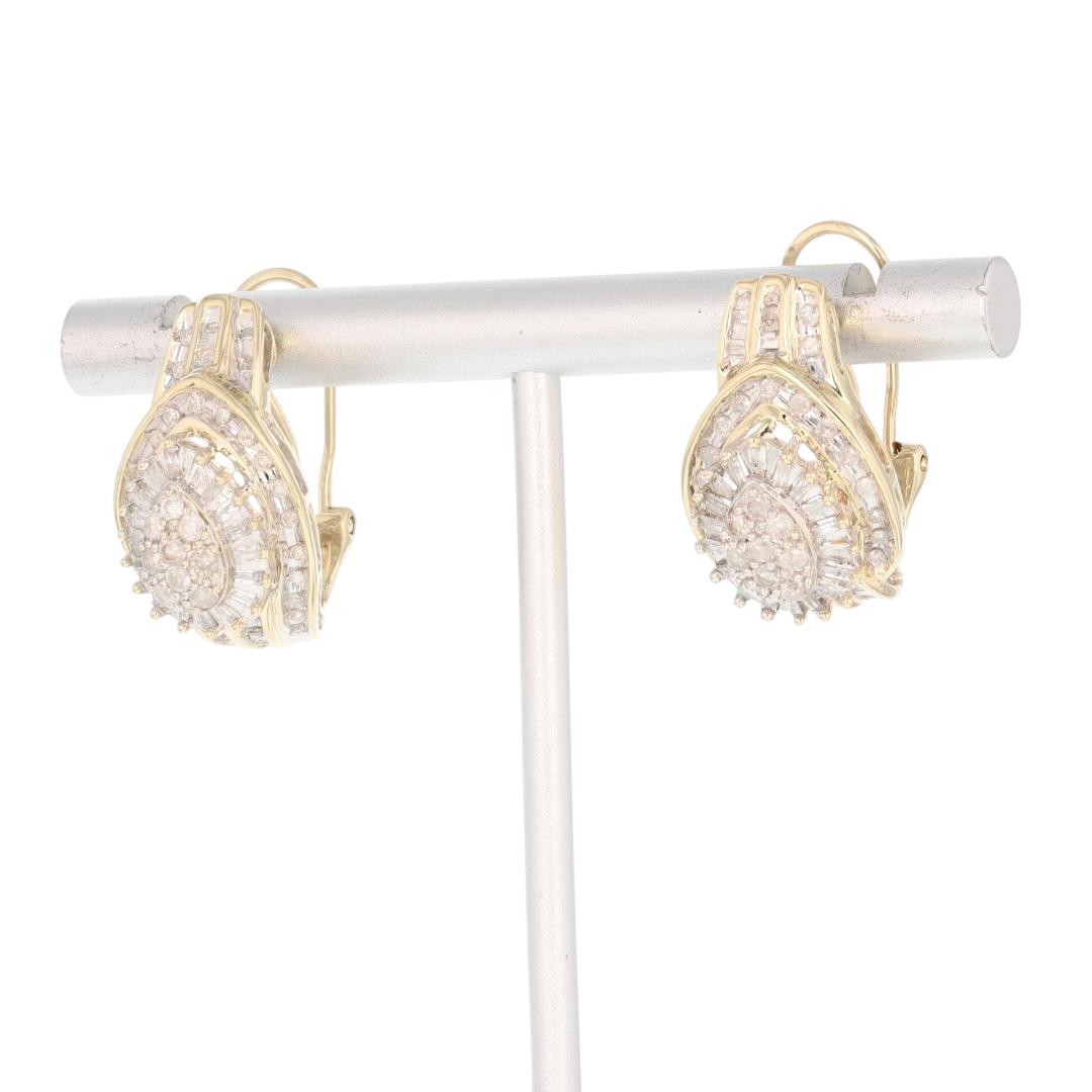 1.04ctw Diamond Pear-Shape Cluster Halo Omega Drop Pair Earrings 10k ...