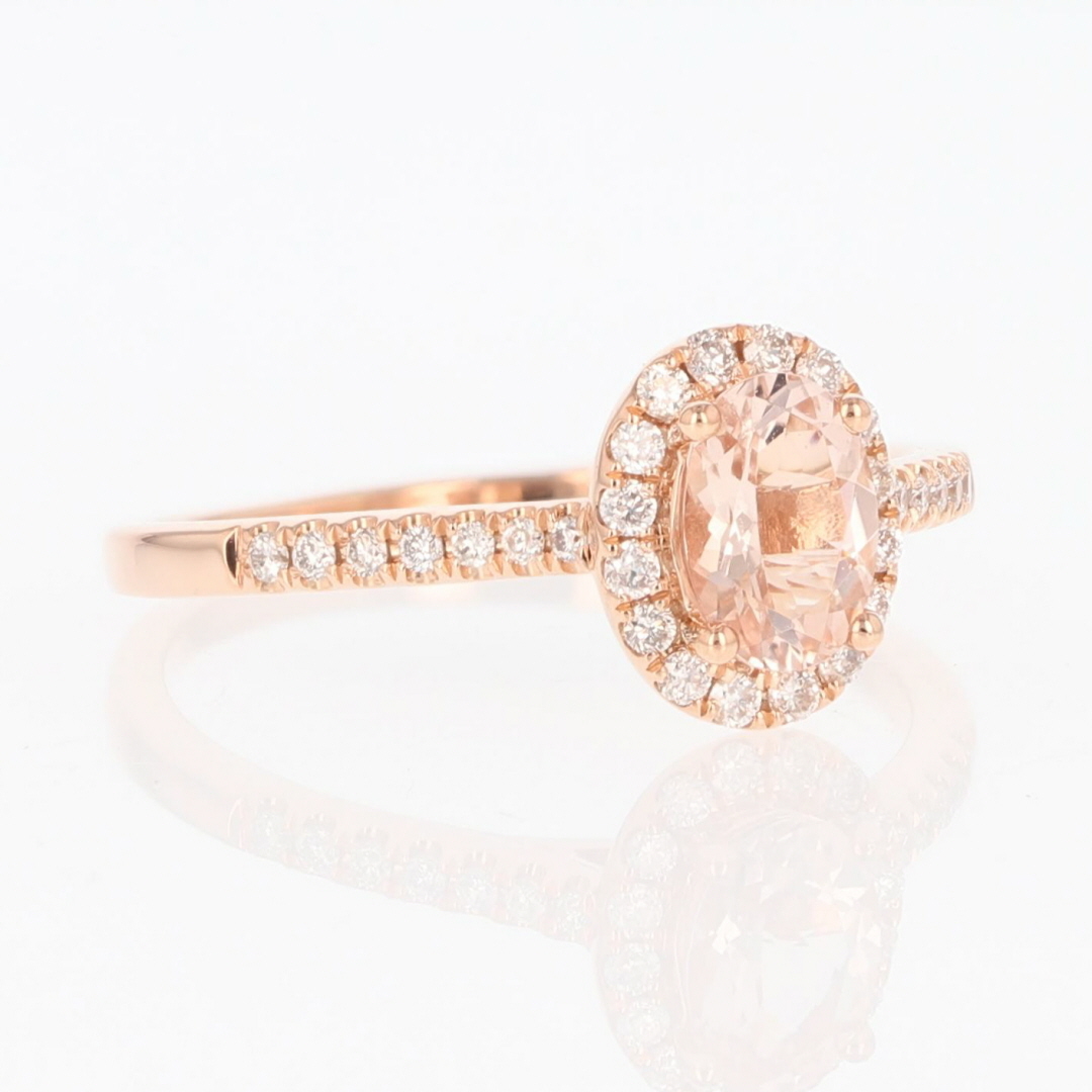 .88ctw Oval Cut Morganite Solitaire with Diamond Halo Ring 14k Rose ...