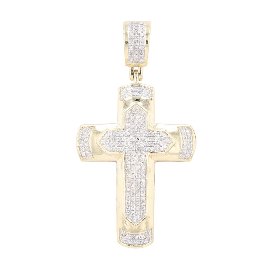 .38ctw Diamond Religious Cross Pendant w/o Chain 10k Multi-Tone Gold 3. ...