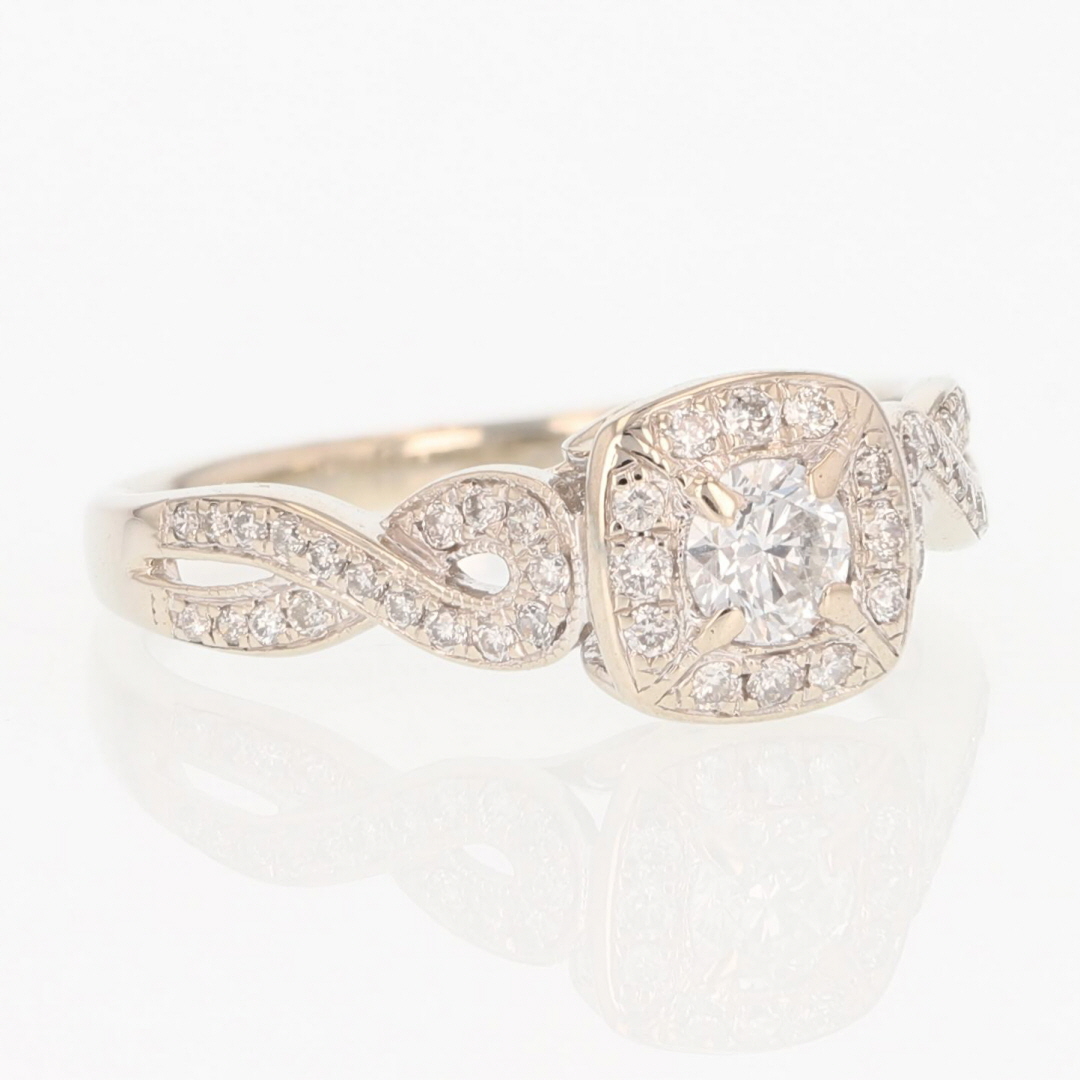 .51ctw Round Cut Diamond Halo Pavé Twist Engagement Ring 14k White Gold ...