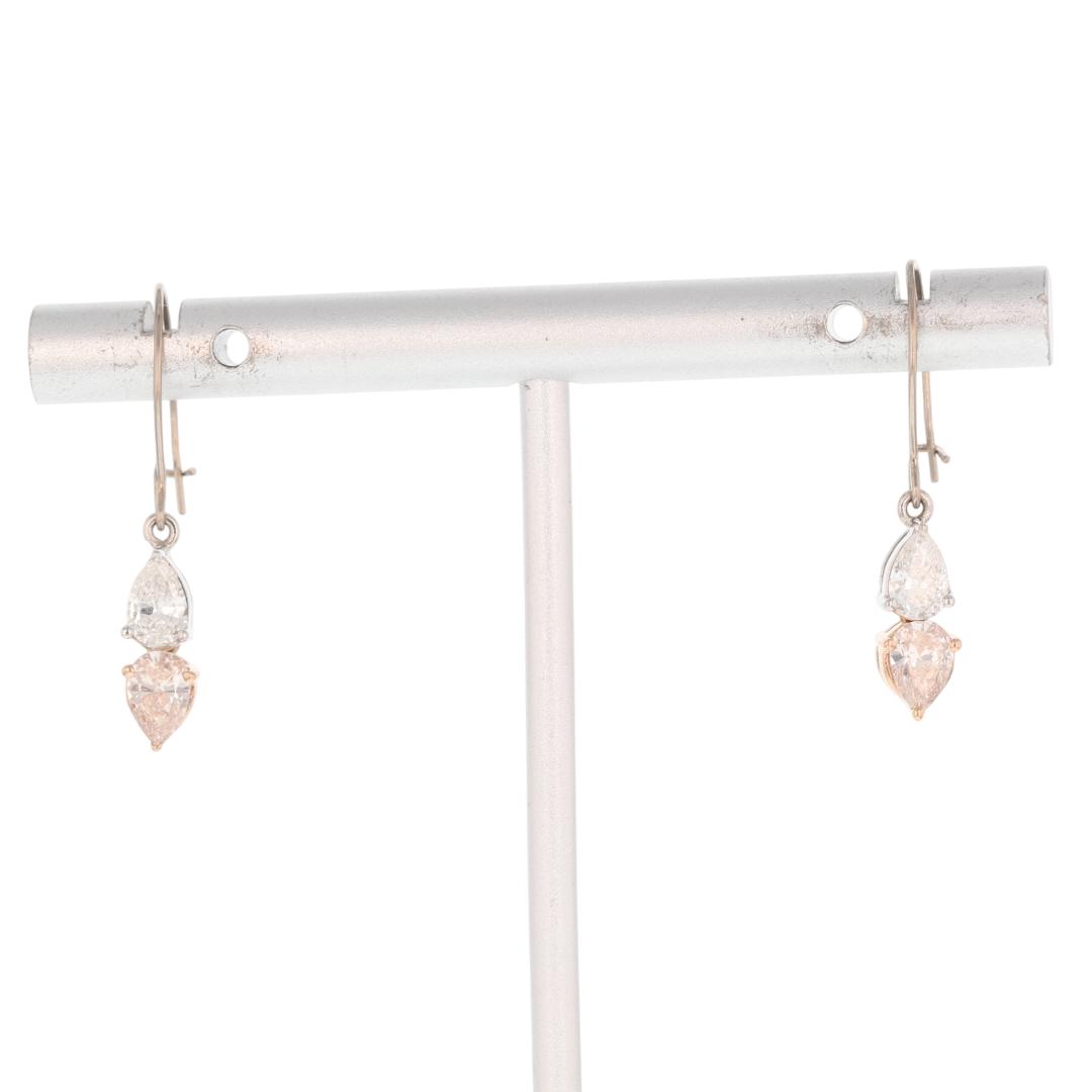 .93ctw Pear-Shaped Diamond Two-Stone Dangle Pair Earrings 18k Multi ...