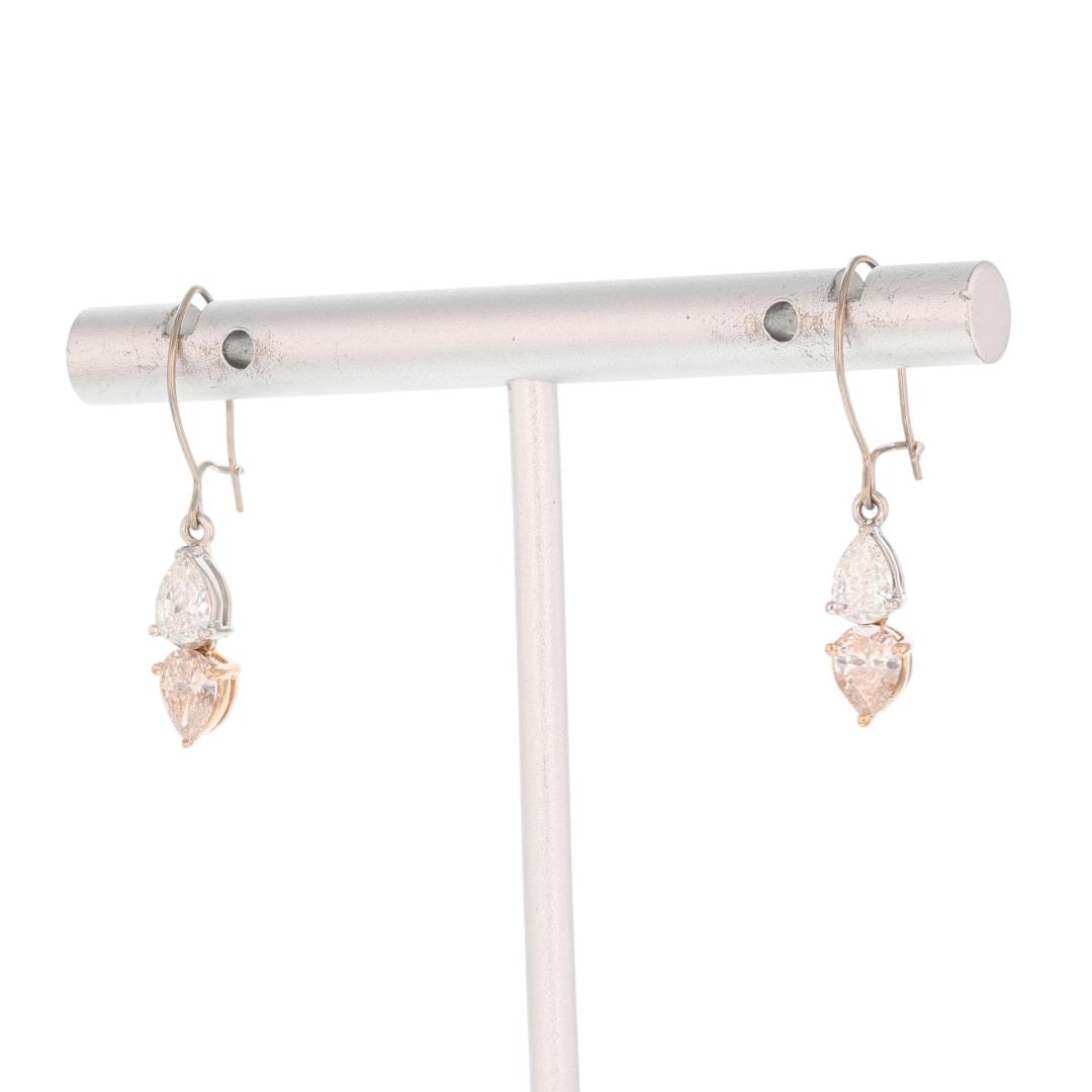 .93ctw Pear-Shaped Diamond Two-Stone Dangle Pair Earrings 18k Multi ...