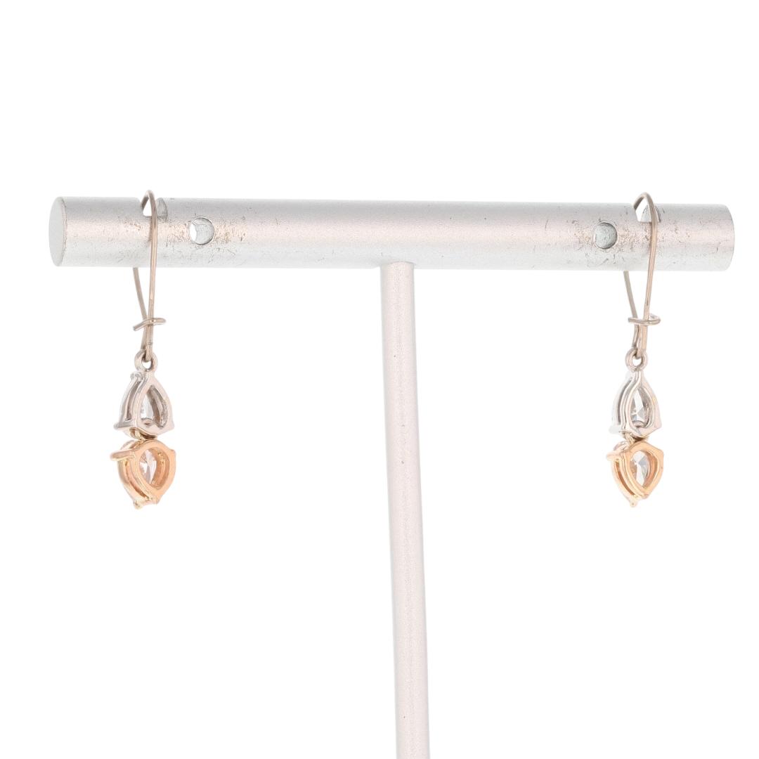 .93ctw Pear-Shaped Diamond Two-Stone Dangle Pair Earrings 18k Multi ...