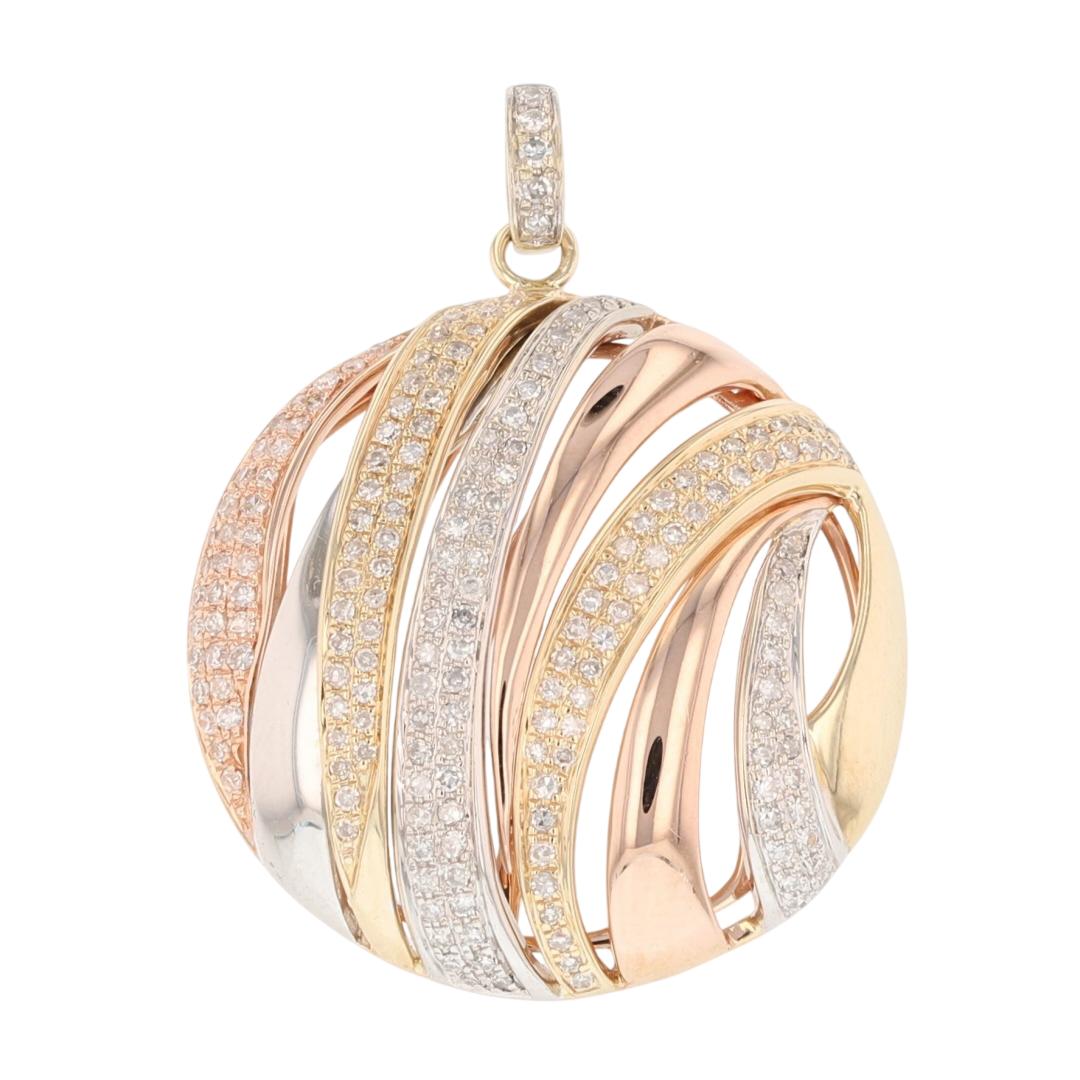 EFFY .52ctw Diamond Pavé Round Overlap Pendant No Chain 14k Multi-Tone Gold