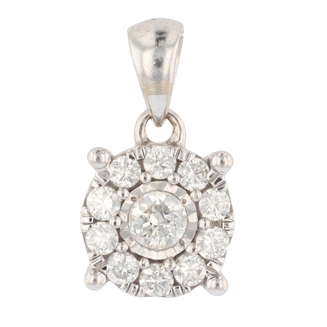 .36ctw Round Cut Diamond Halo Bail Pendant No Chain 14k White Gold 1.71 ...