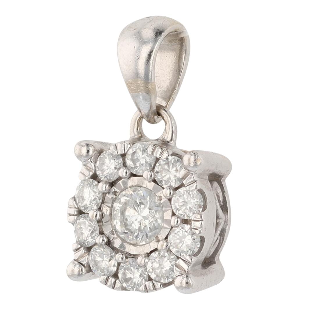 .36ctw Round Cut Diamond Halo Bail Pendant No Chain 14k White Gold 1.71 ...