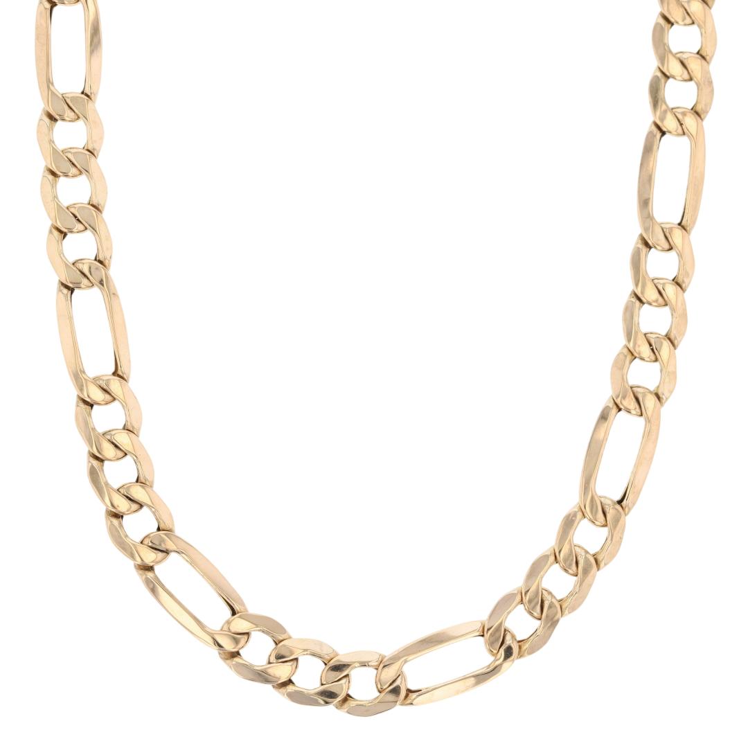 Air Solid 7mm Figaro Link Chain 22.5" Necklace 10k Yellow Gold Italy 13 ...