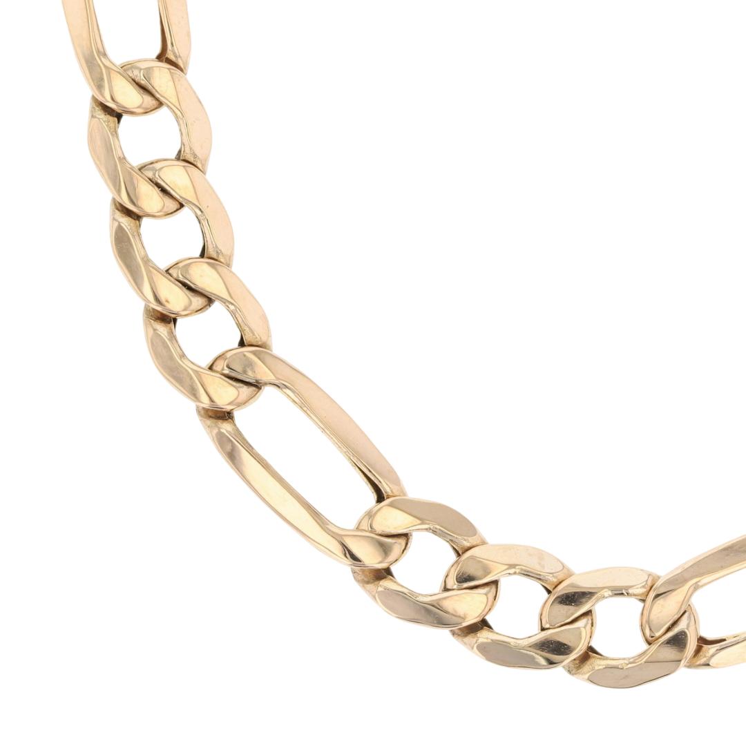 Air Solid 7mm Figaro Link Chain 22.5" Necklace 10k Yellow Gold Italy 13 ...