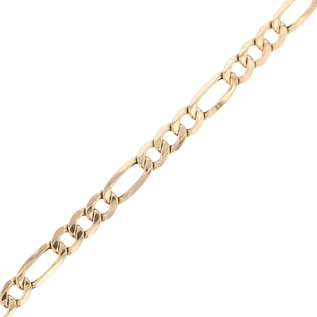 Air Solid 7mm Figaro Link Chain 22.5" Necklace 10k Yellow Gold Italy 13 ...