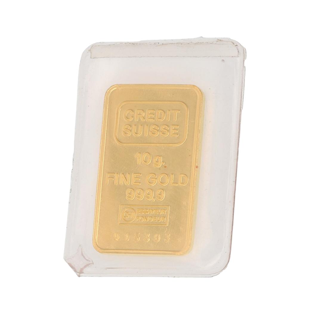 Credit Suisse 10 Gram Credit Suisse Logo .9999 Fine Gold Bullion Bar Sealed