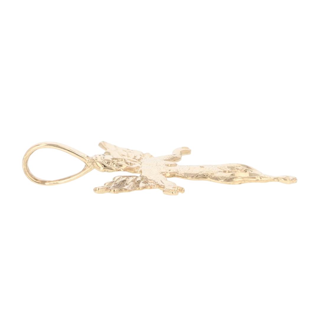7/8" Textured Angel Shaped Charm Pendant No Chain 14k Yellow Gold 0.69 ...