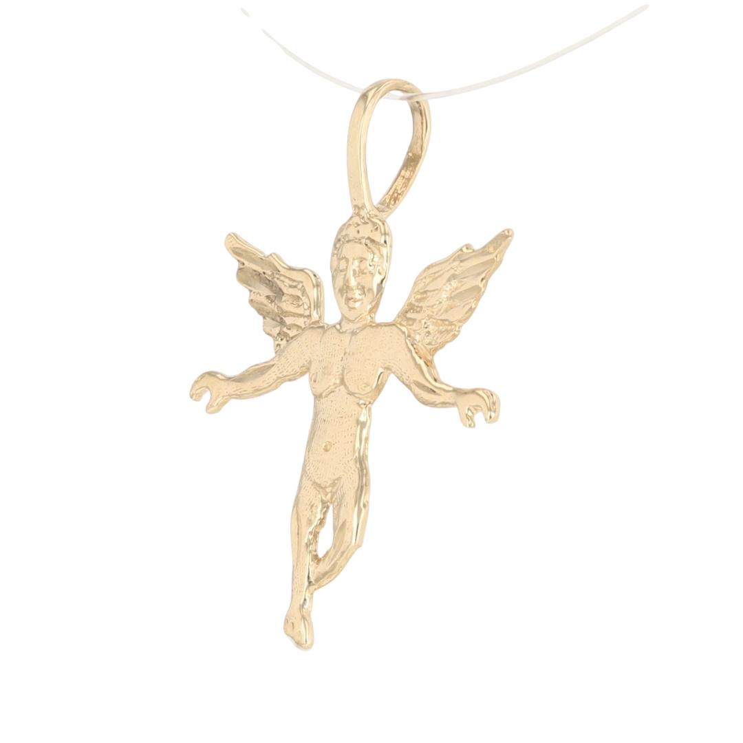7/8" Textured Angel Shaped Charm Pendant No Chain 14k Yellow Gold 0.69 ...