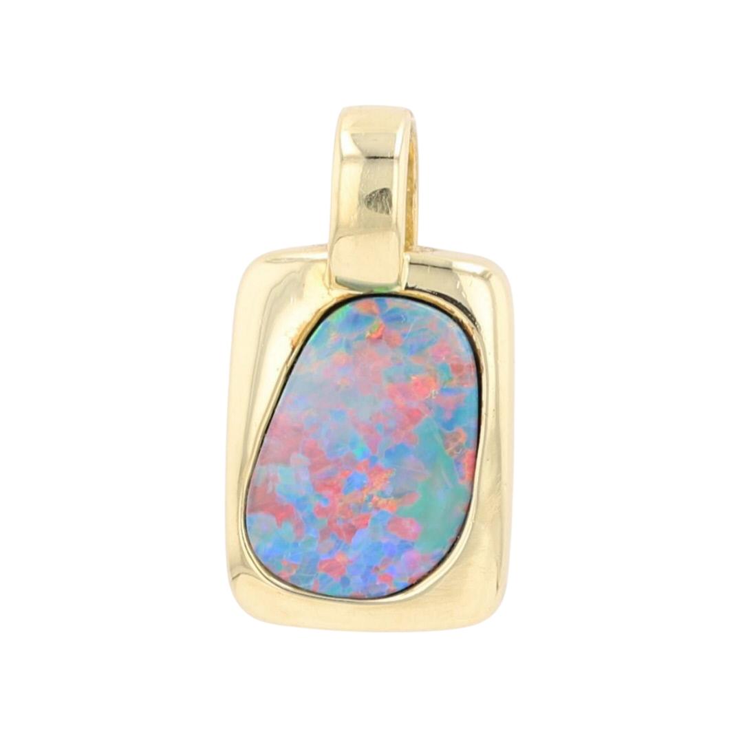 Free Form Tablet Boulder Opal Pendant without Chain 18k Yellow Gold 3. ...