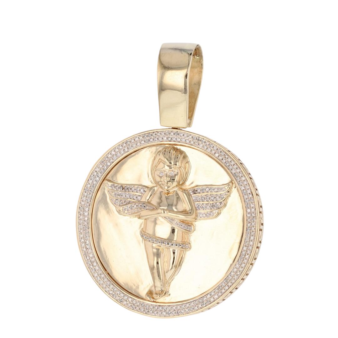 .47ctw Round Cut Diamond Angel Pendant w/o Chain 10k Yellow Gold 27.90 ...