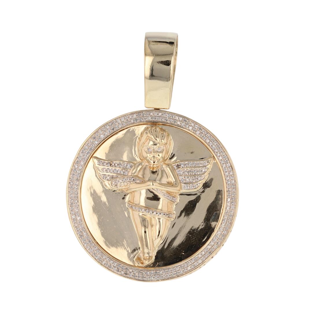 .47ctw Round Cut Diamond Angel Pendant w/o Chain 10k Yellow Gold 27.90 ...