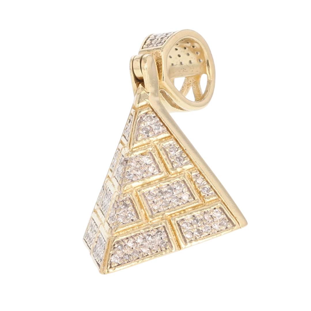 .05ctw Diamond Pavé 3D Pyramid Shaped Pendant without Chain 10k Yellow Gold